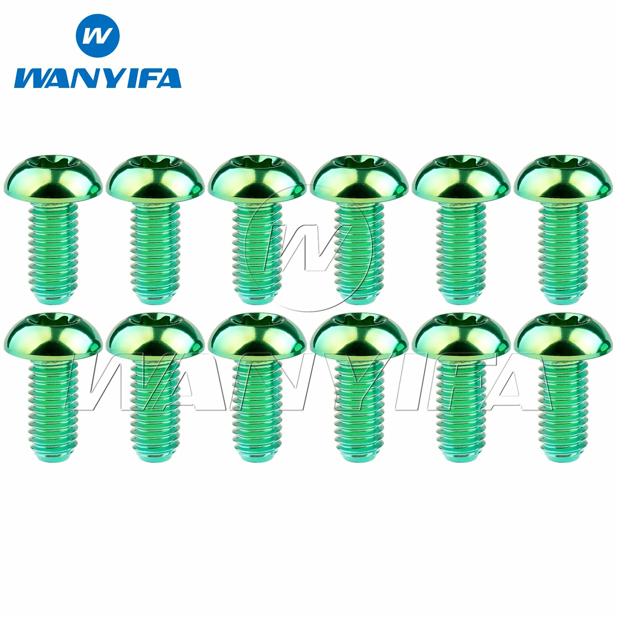 Титановые болты Wanyifa M5x12 Green, Torx T25, 12 шт.