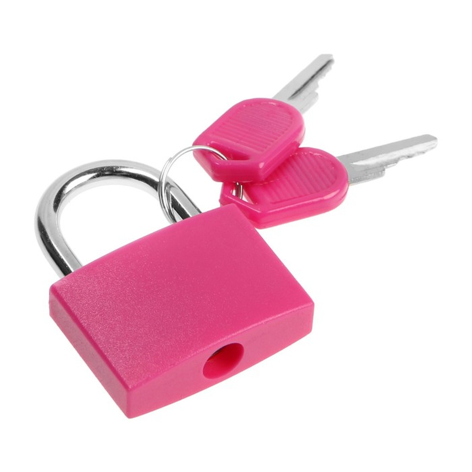 Замок навесной Тундра, для чемодана, металл, 30x42 мм, цвет розовый