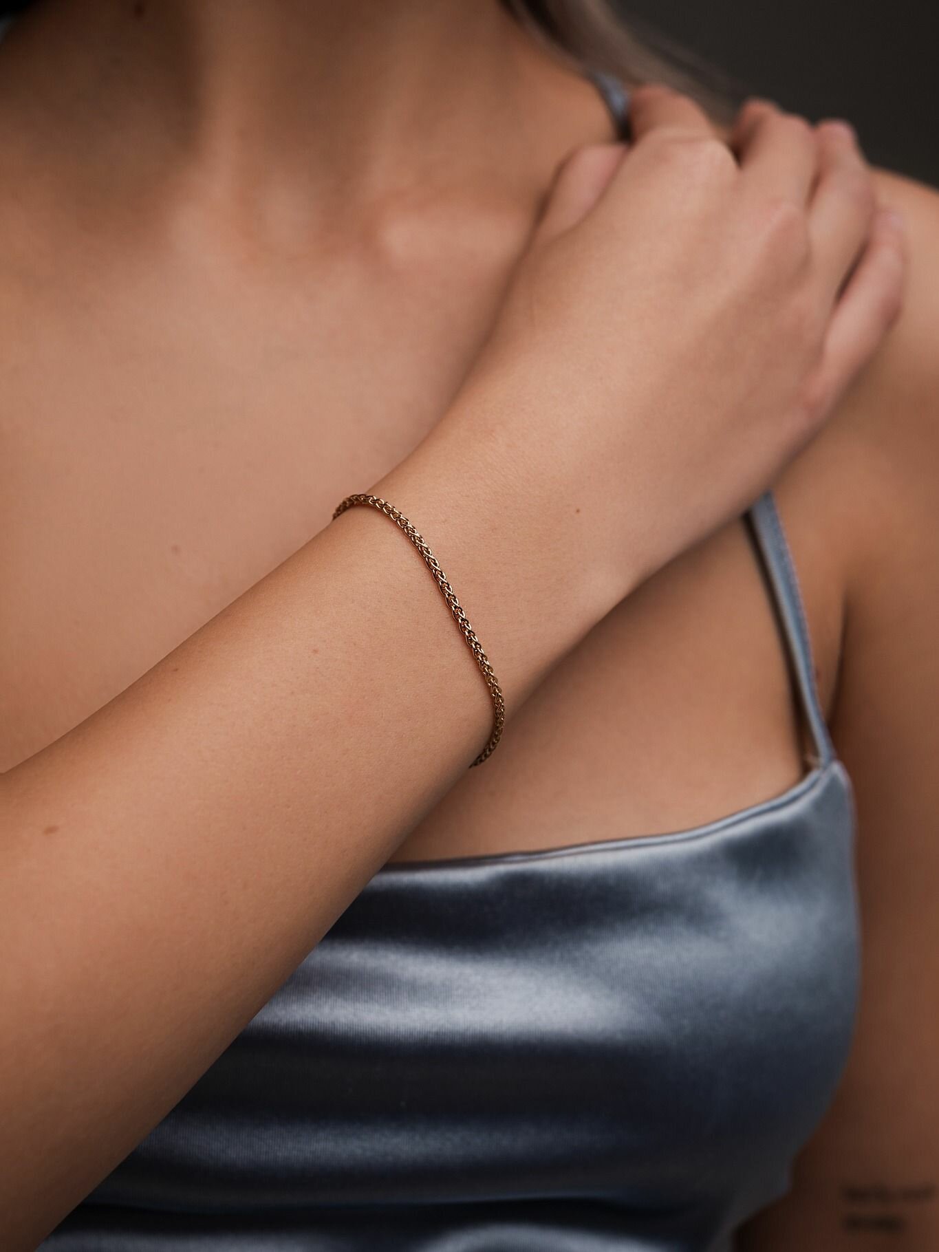 Браслет-цепочка, серебро, 925 проба, золочение