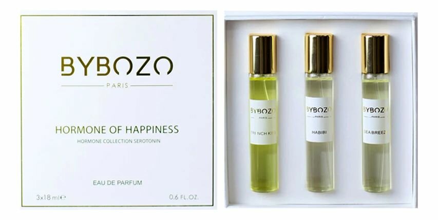 BYBOZO HORMONE OF HAPPINESS (Парфюмерный набор 3шт*18 мл: Habibi, Sea Breeze, French Kiss)
