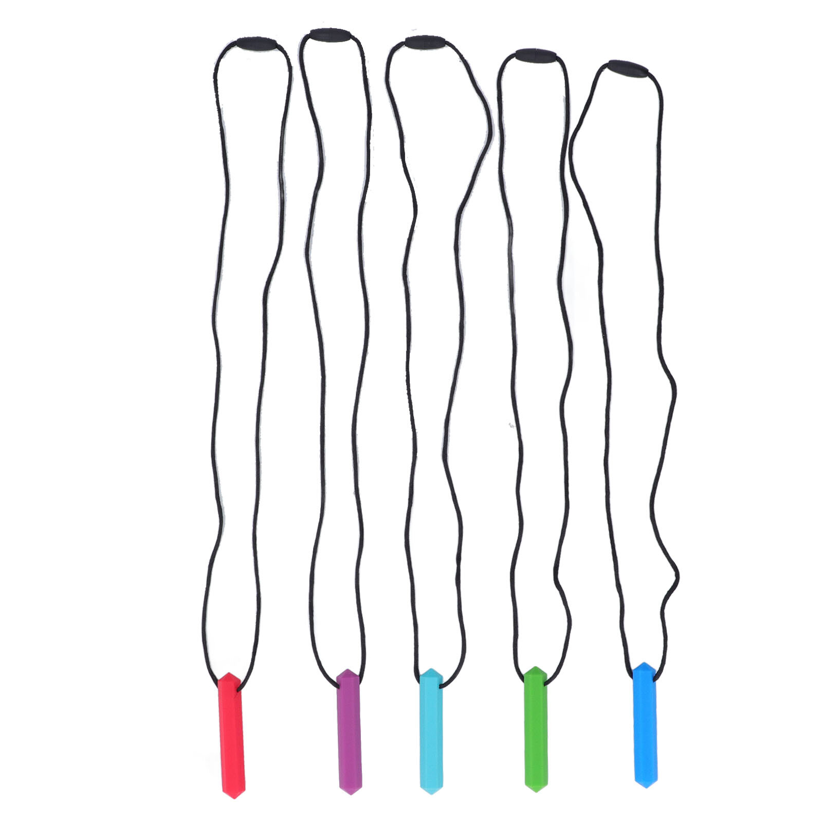 5pcs Baby Teething Pendant Silicon Crystal Oral Motor Aids Chewy Necklace Therapy Toy