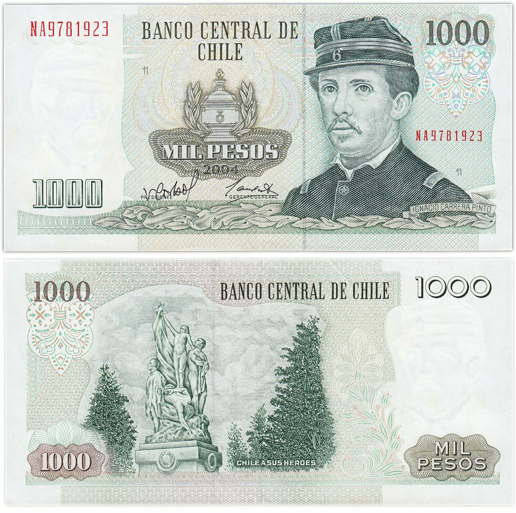 Чили 1000 песо 2004 Pick 154