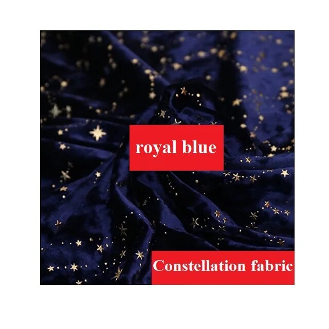 Бархатная ткань "Вселенная", royal blue, 4 метра