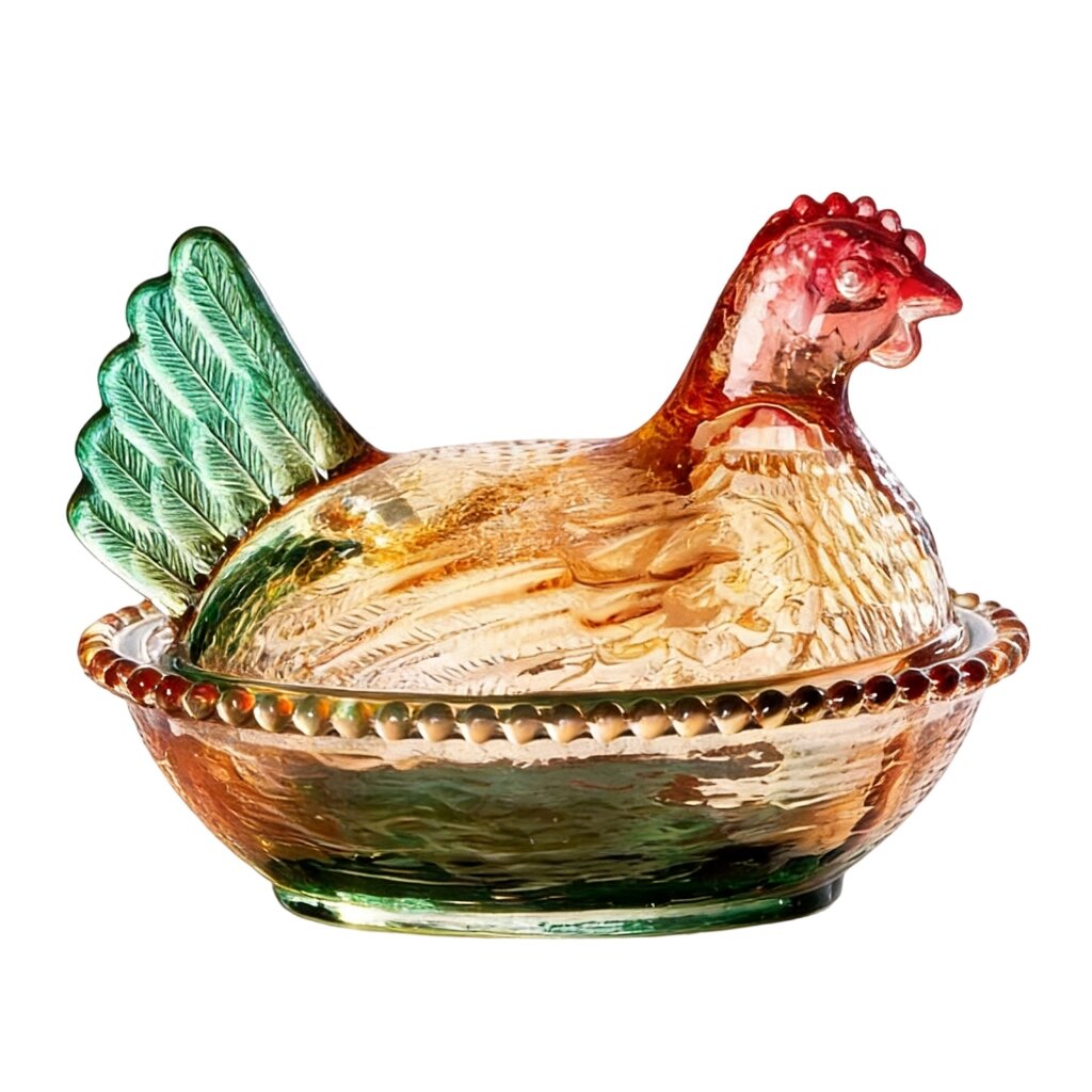 Конфетница с Крышкой, Десертная Тарелка Из Хрустального Стекла В Форме Курицы, Конфетница в Подарок