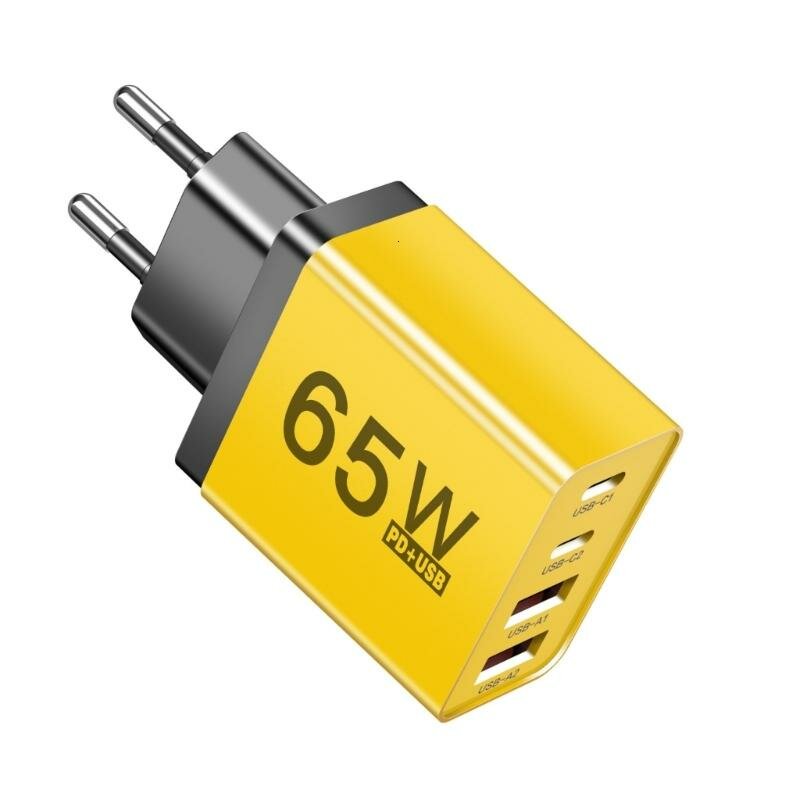 Блок питания 65 Вт, 2A2C, быстрая зарядка, Желтый