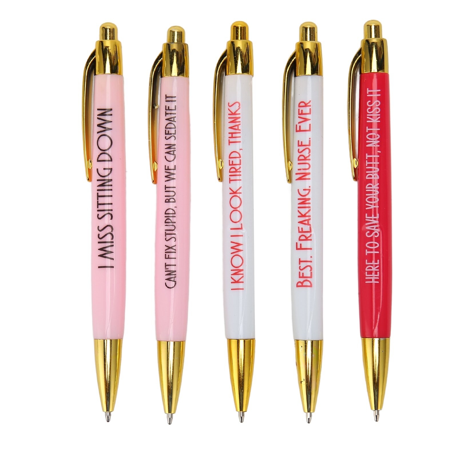 5pcs Nurses Pen Set with Metal Clip Smoothly Writing 3.5mm Nib Easy to Hold Portable Ballpoint Pens for Office