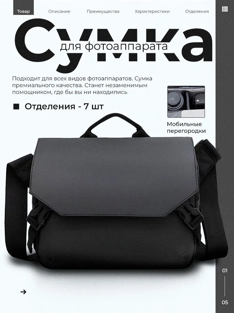 Сумка для фотоаппарата и видеокамеры, водонепроницаемая, черная