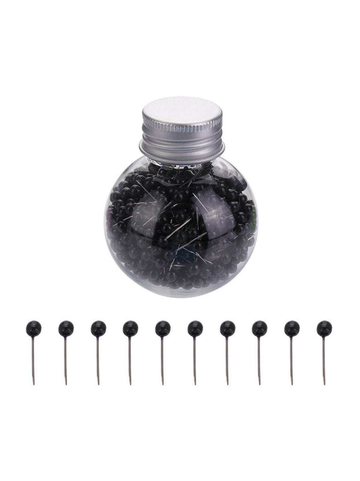 Цветные булавки с круглой головкой, 600 шт, Черный