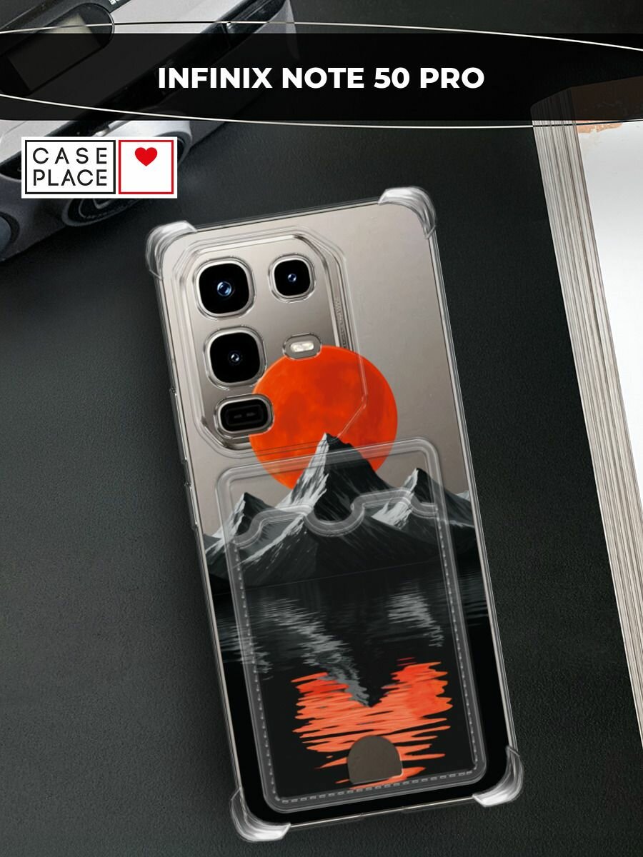 Чехол на Infinix Note 50 Pro (Инфиникс Нот 50 Про) с картой и принтом Черная гора 3