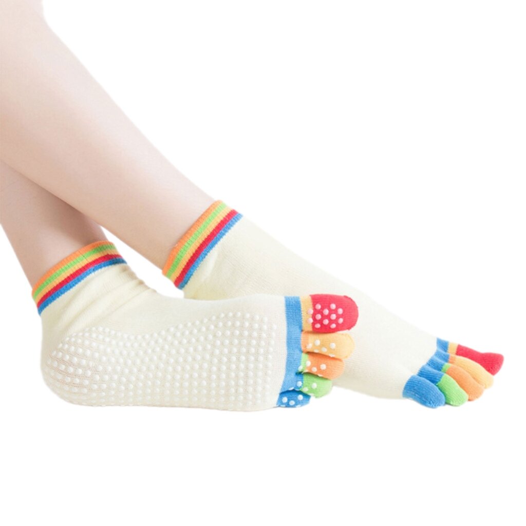Контроль Влажности Обуви Для Занятий Йогой С Разделением Пяти Пальцев Разноцветные Носки