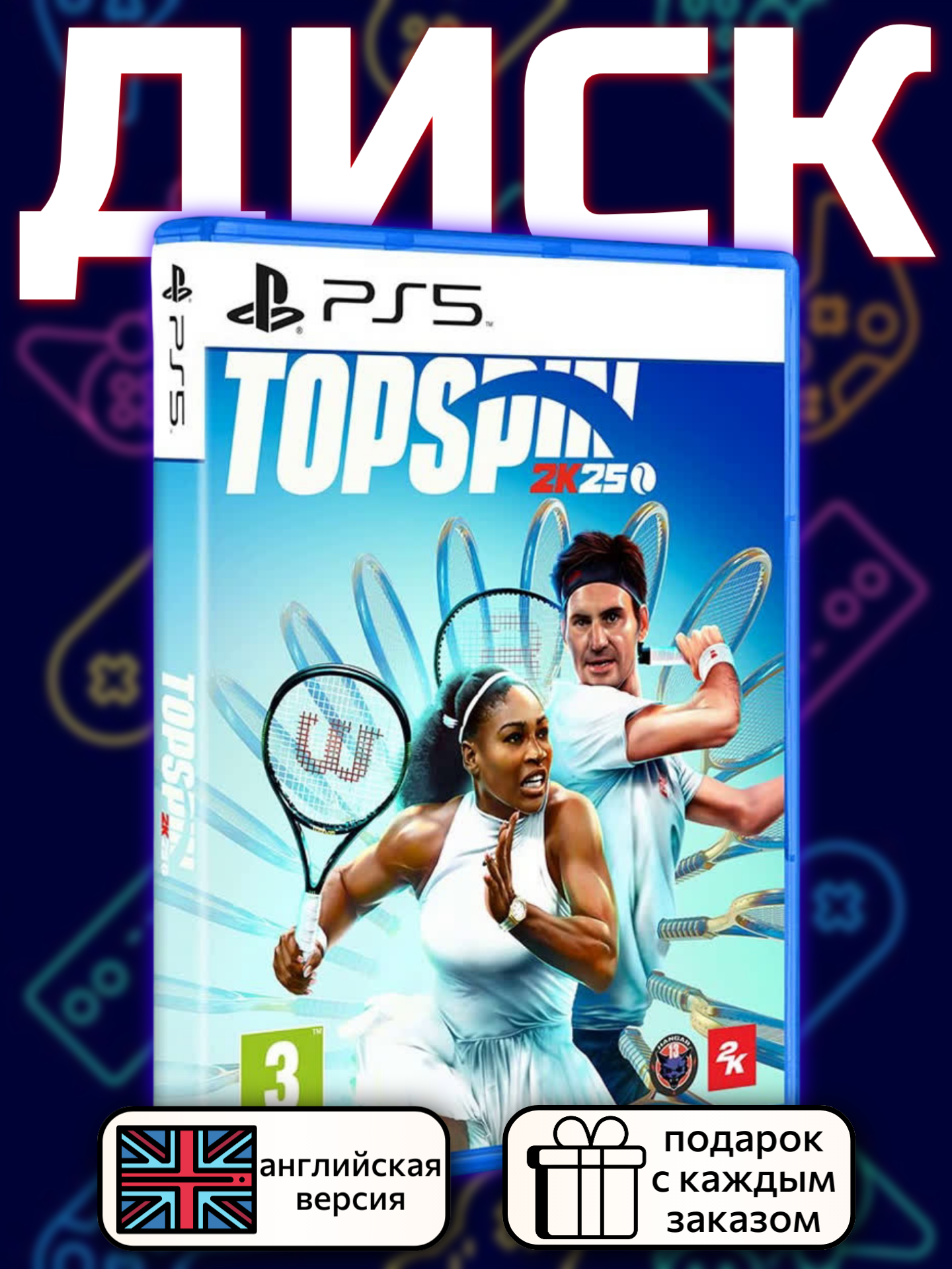Игра Topspin 2K25, для PlayStation 5, английская версия, лицензионная версия