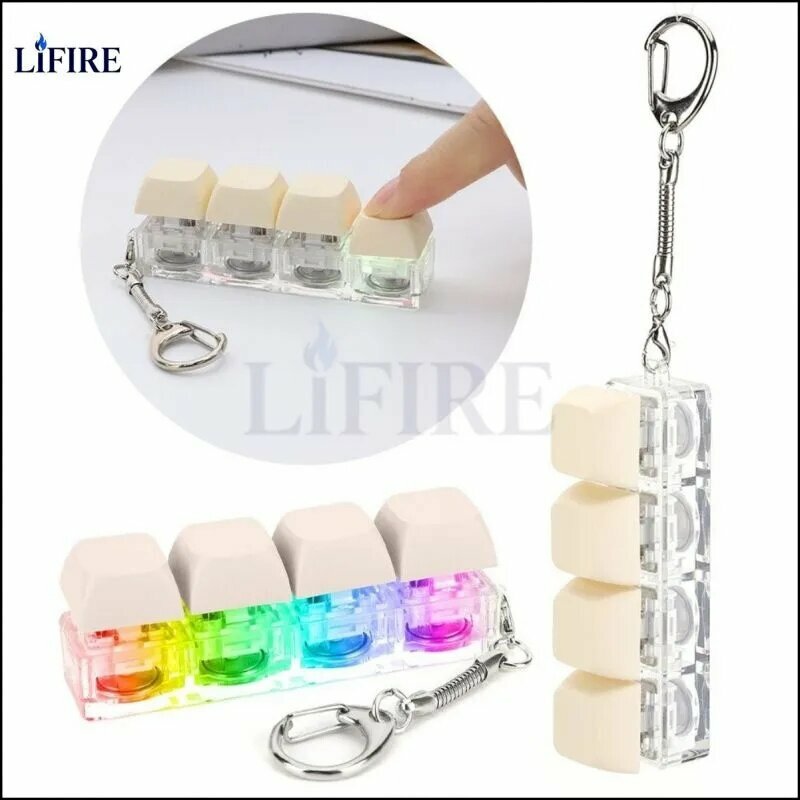 Брелок с клавиатурой, 4 кнопками, светодиодной подсветкой, компрессионная игрушка