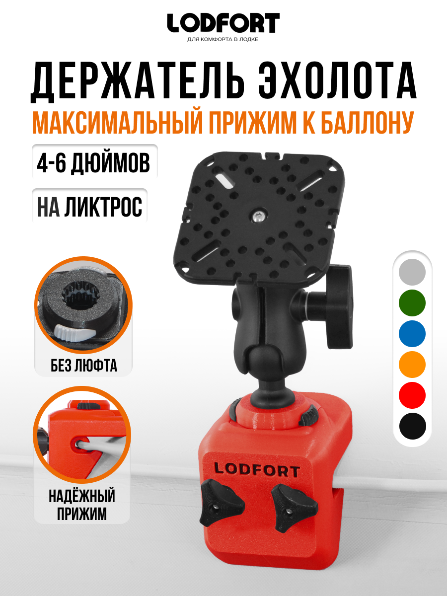 Держатель эхолота шарнирный Lowrance elite/Garmin striker на ликтрос 4", 5", 6" LODFORT универсальный, быстросъёмный