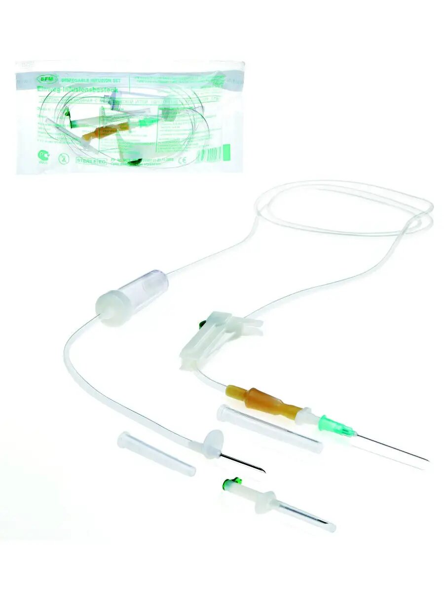 Система Инфузионная для переливания растворов (металл. шип), игла 0,80 х 40 - 21G, 25 шт.