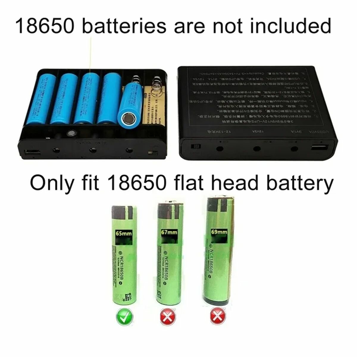 USB для выхода постоянного тока 12 В 6x18650 Аккумуляторов ИБП DIY Box