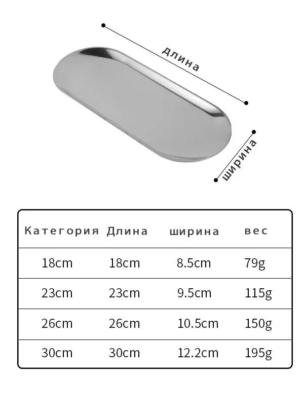 Блюдо сервировочное, 1 шт, Нержавеющая сталь Овальное блюдо (глянцевое серебро), диаметр 26 см