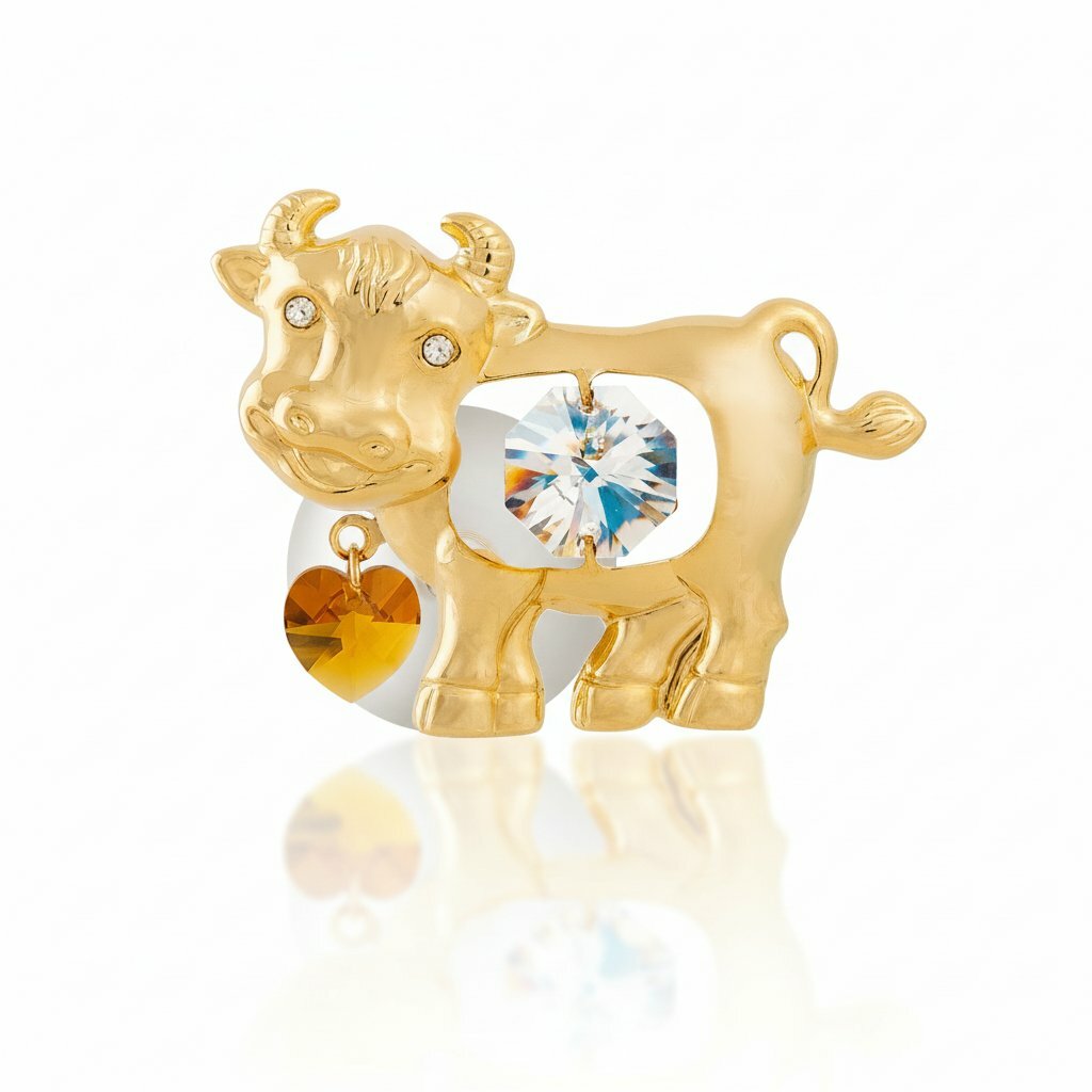 Фигурка на магните Бык с сердечком A2158532 Crystal Temptations, Металл, кристалл