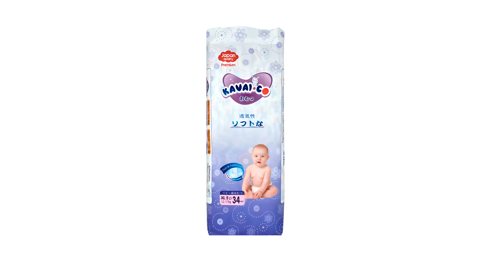 Подгузники Kavai-Co Baby Disposable Diapers XL 12-17kg (34 Pcs)