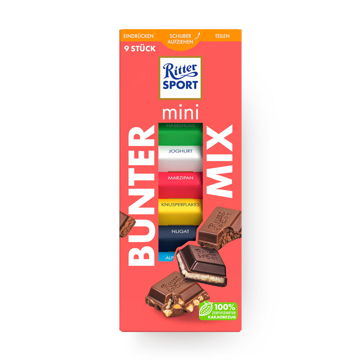 Шоколад Ritter Sport "Mini Tower", ассорти, картонная упаковка, 9 шт