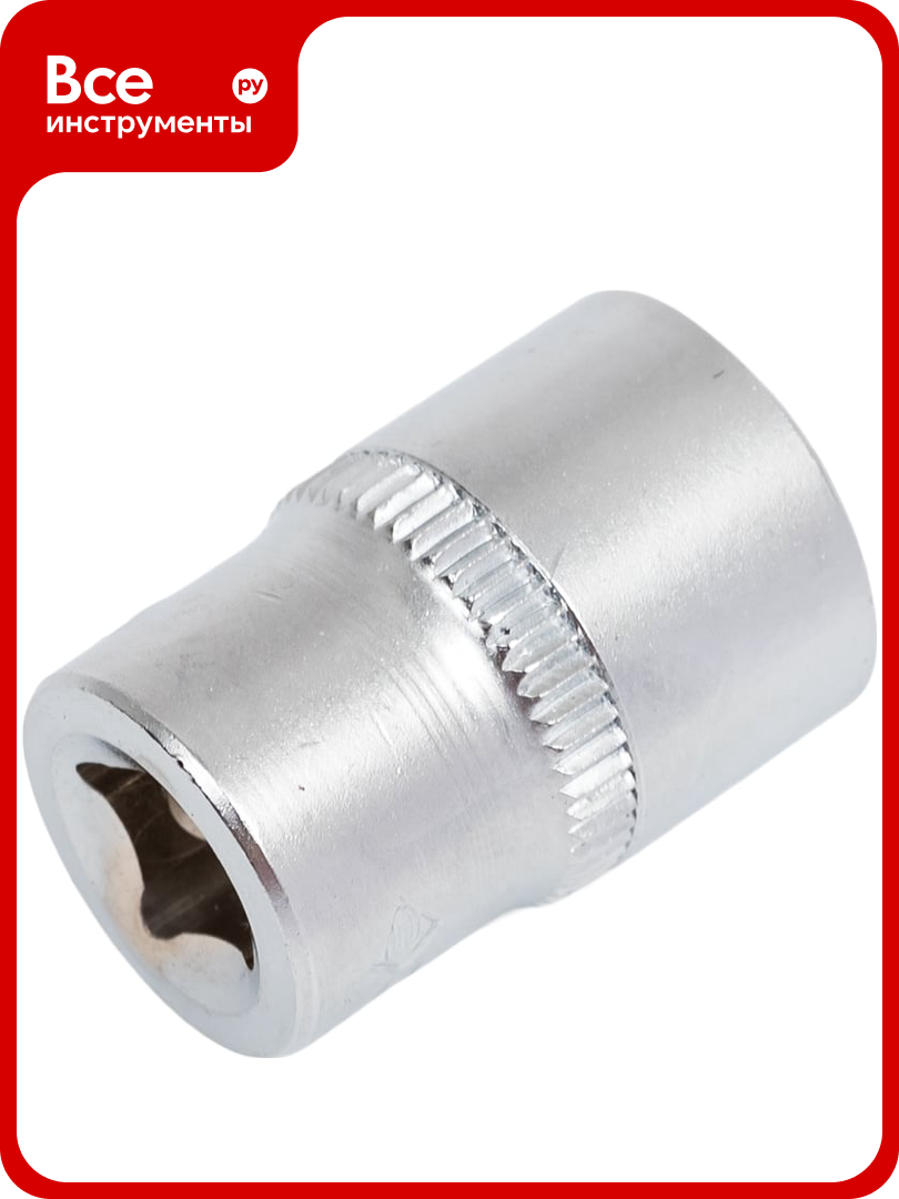 Головка торцовая мастер (12 мм; 1/4\"; Cr-V; FLANK) Зубр 27715-12, шестигранный наконечник, квадратное крепление