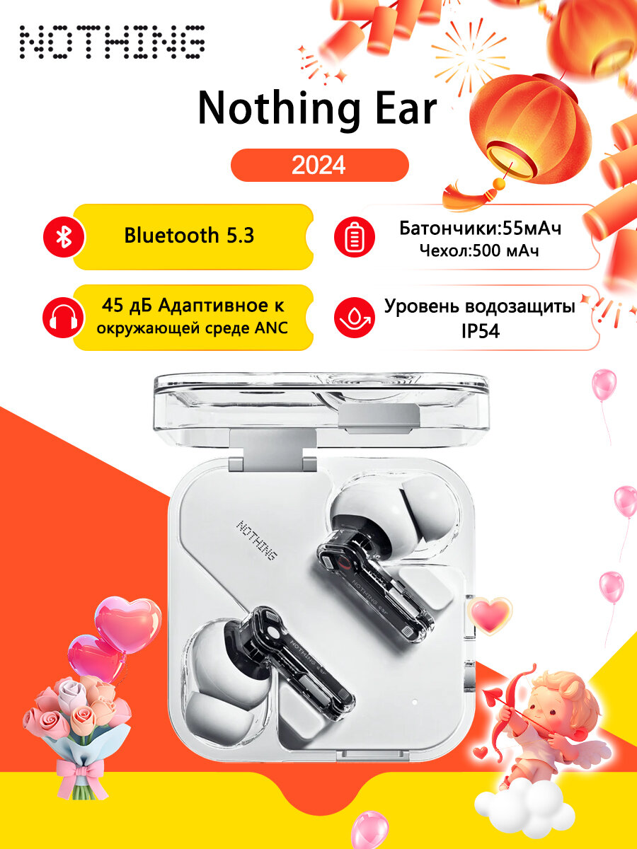 Беспроводные наушники Nothing Ear 3 2024 Наушники , шумоподавление, Hi-Res, ANC, белые