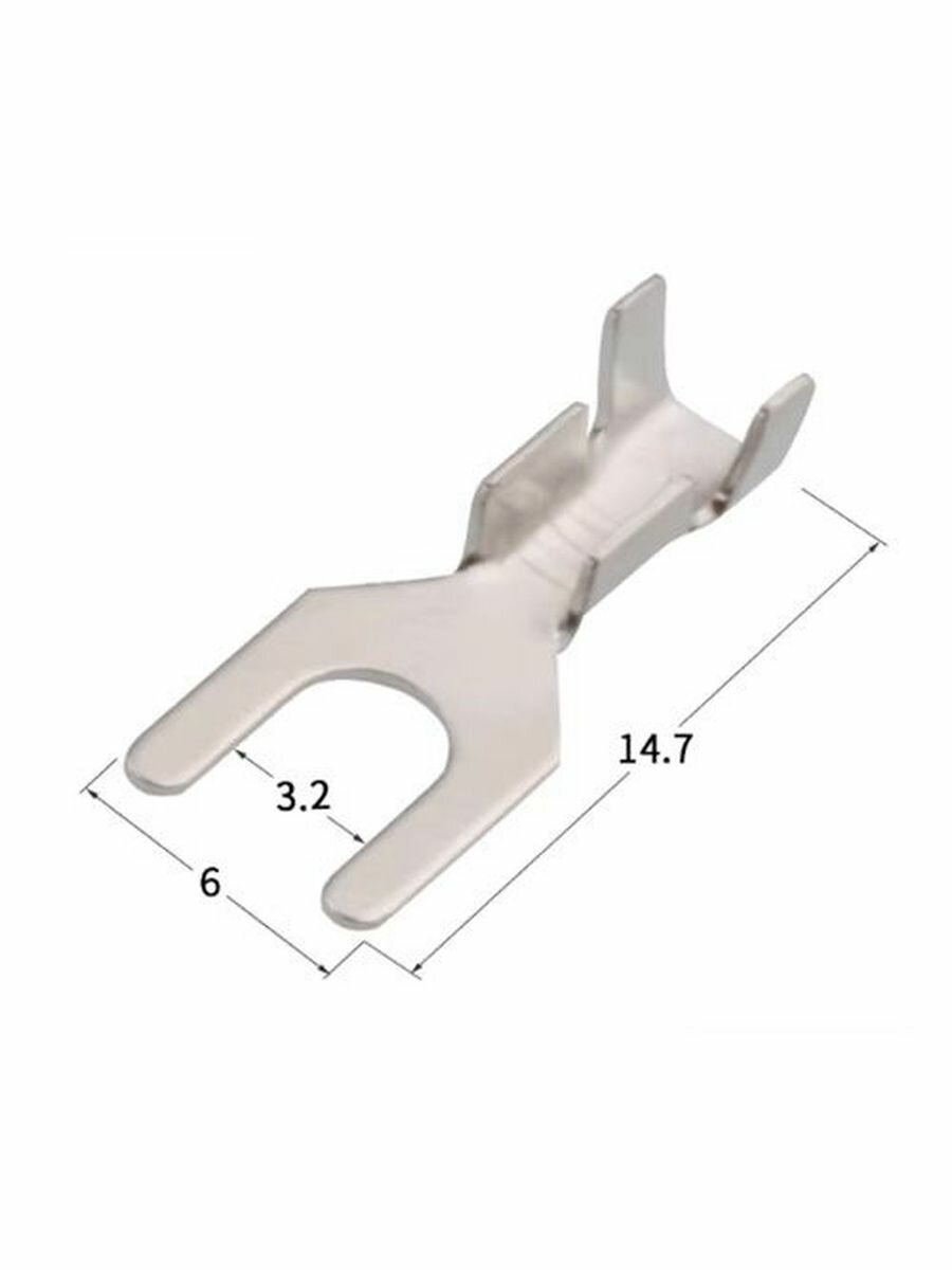 20шт Клемма-вилка 3,2мм под кабель 1 кв. мм. неизолированная DJ4413-3.2A fork-type