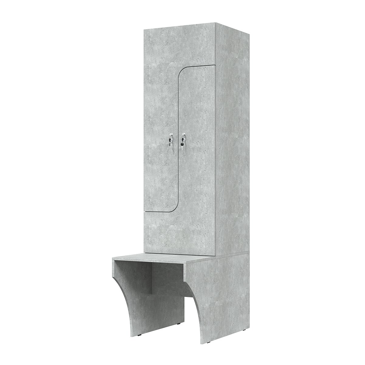 Шкаф для раздевалок "тренер" №2А со скамейкой, Метрополитан Грей