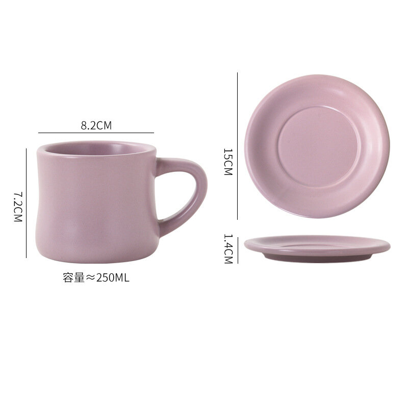 Набор кофейных чашек и блюдец в кремовом цвете в стиле Ins для домашнего использования, с ложкой, керамической кружкой в форме талии, эстетичной чашкой для воды и чая.