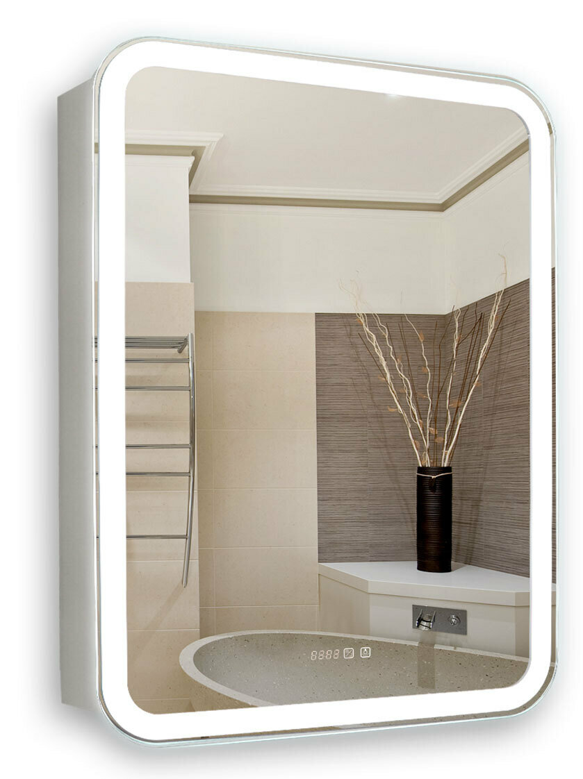 Зеркало-шкаф Azario Фиджи 60 (LED-00002363) подсветка+диммер+сенсорный выключатель+часы