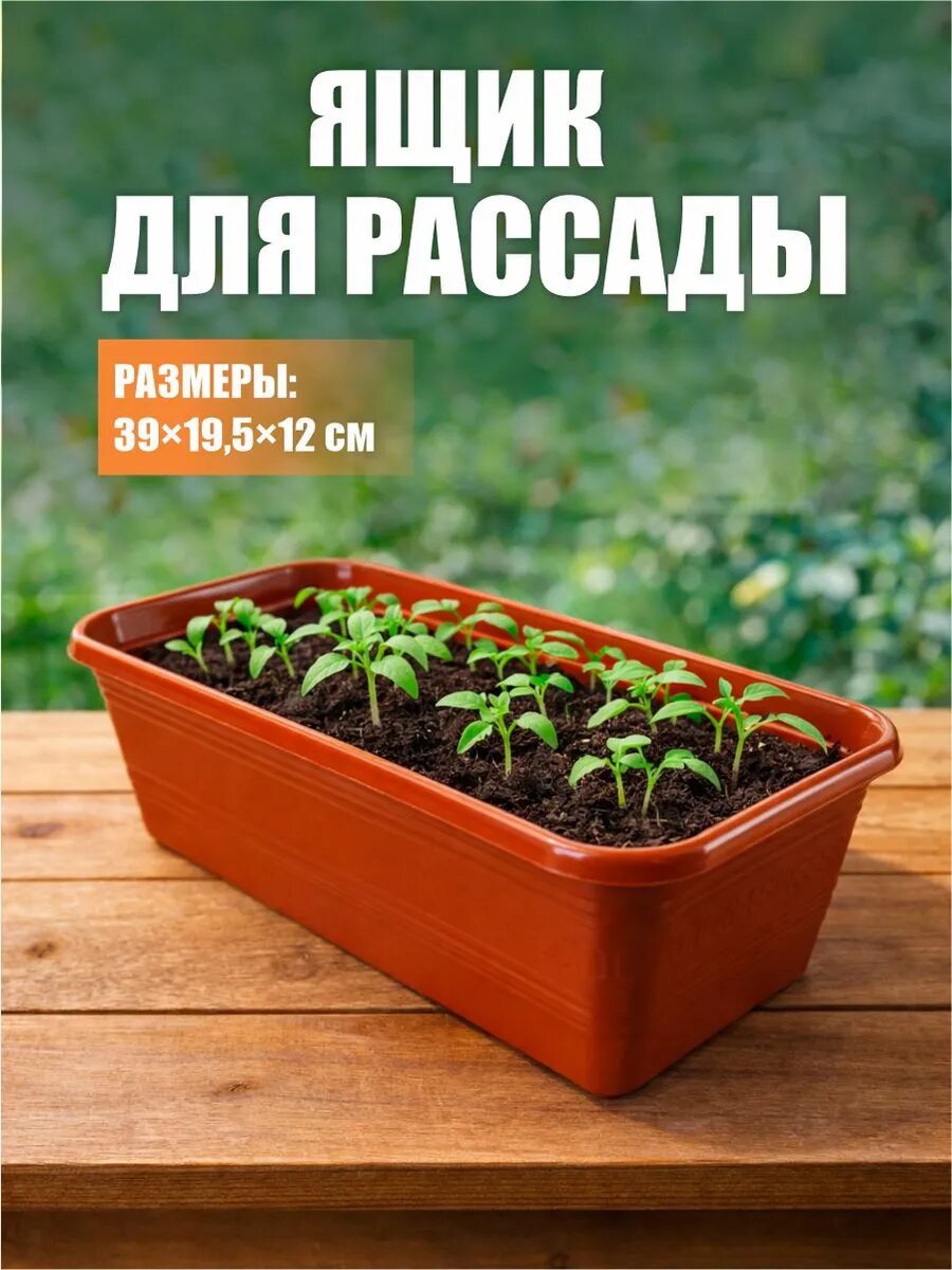 Ящик для рассады для подоконника пластиковый 390*195*120