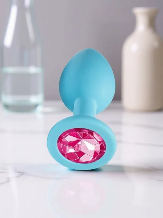 Lola games Анальная пробка, Emotions Cutie Medium, 8.5 см (4012), голубой/розовый