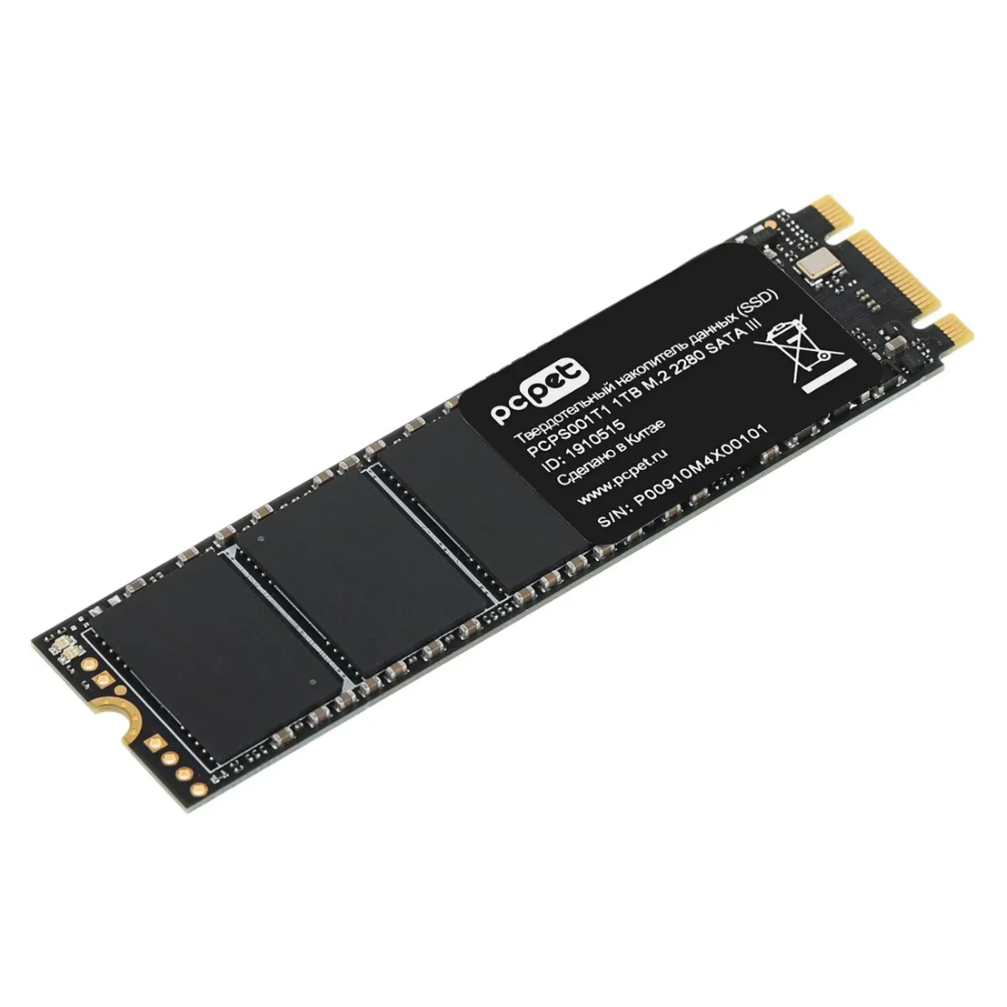SSD-накопитель SSD-накопитель PC Pet 1Tb SATA III PCPS001T1 M.2 2280 OEM черный