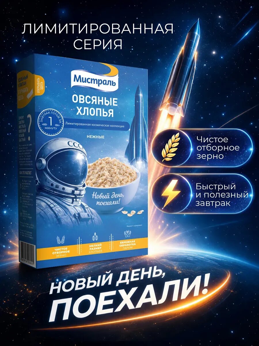 Хлопья 1 пачка 400 грамм овсяные лимитированная коллекция