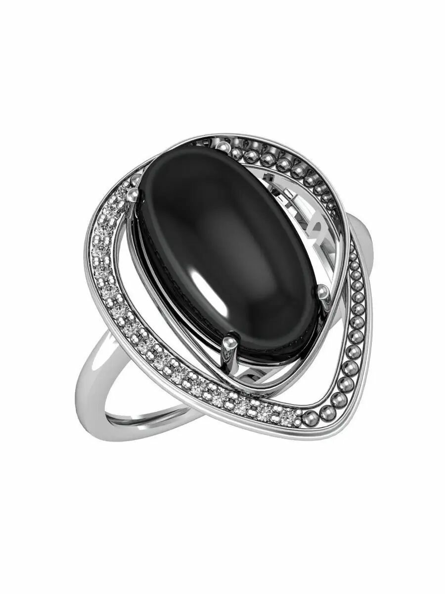 Кольцо, серебро, 925 проба, родирование, фианит