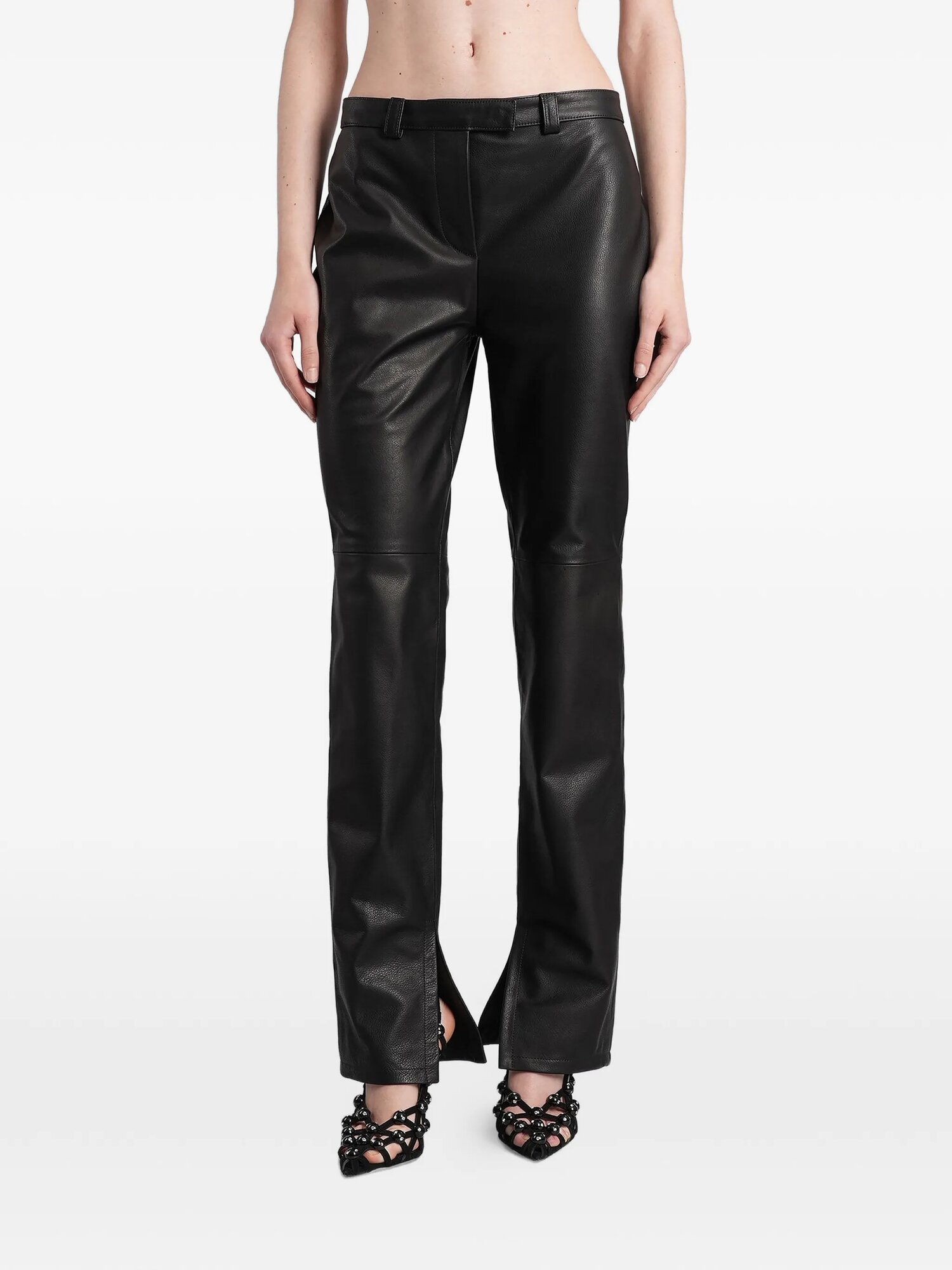 Брюки ANGELICA MONTINI Split-hem leather trousers