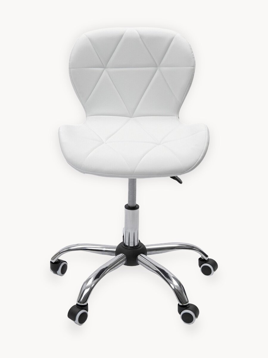 Стул мастера на колесиках / Стул Ракушка для мастера со спинкой, белый