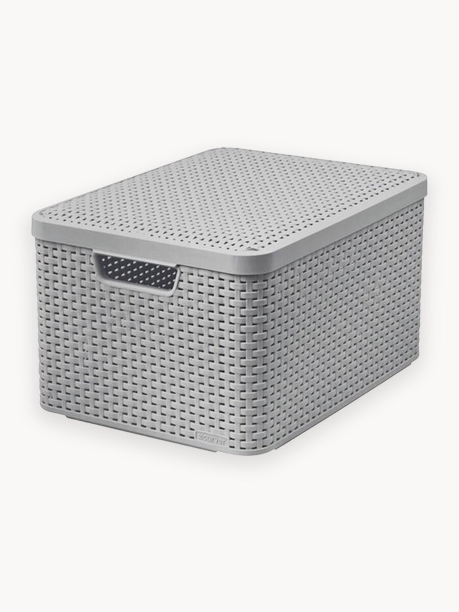 Корзина для хранения вещей, одежды, с крышкой Curver STYLE L 30 литров, 3619 светло-серый