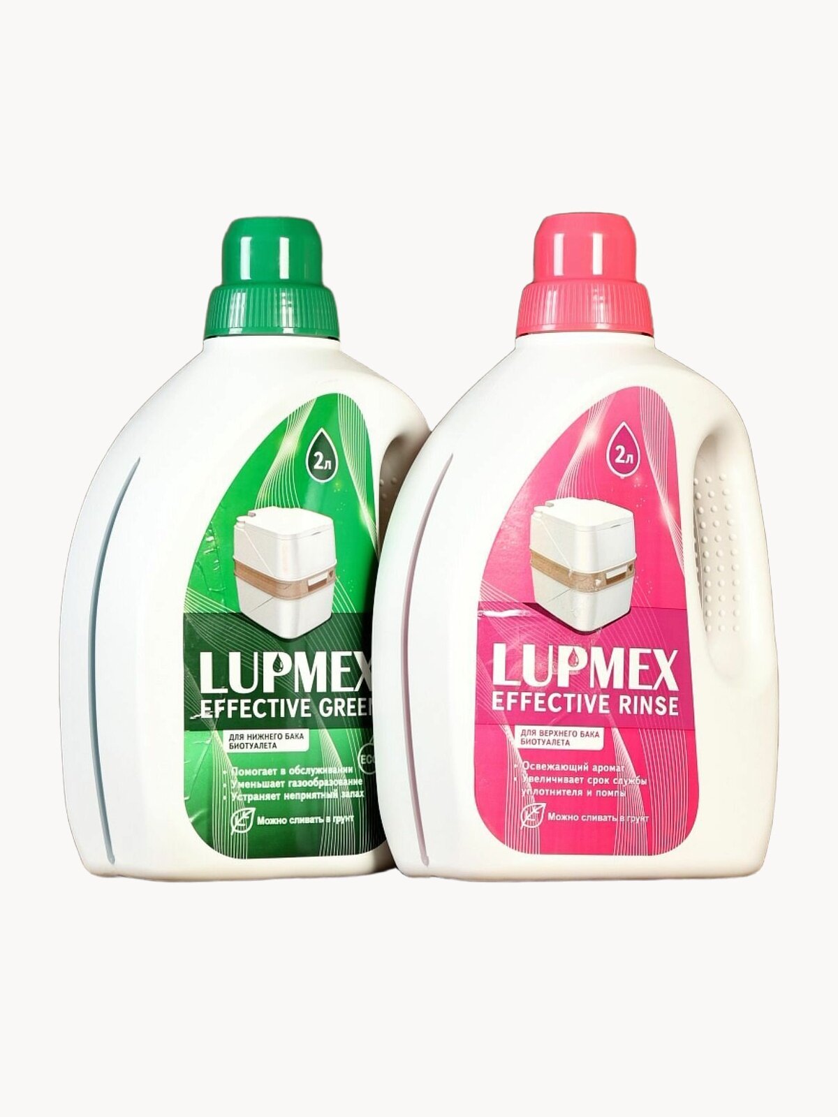 Набор жидкостей для биотуалета LUPMEX Effective Green / Rinse 2 + 2 л