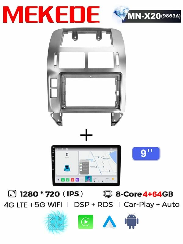 Магнитола 9" Mekede MN X20 Pro 4/64 Gb Volkswagen Polo Mk4 4 2001-2009 F2 carplay