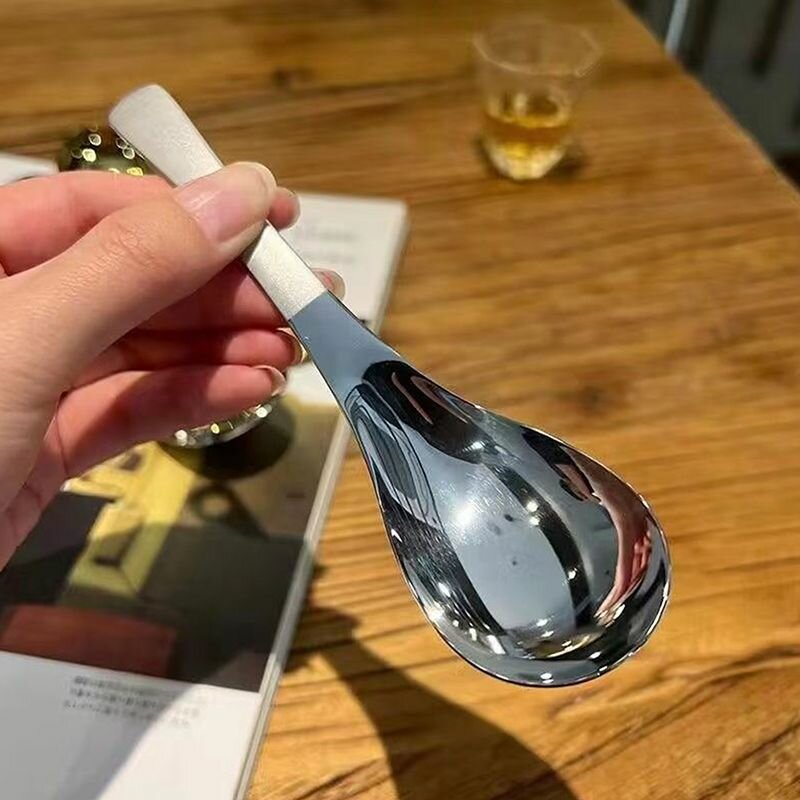 1шт Столовая ложка для супа из зеркально отполированной посуды из нержавеющей стали-