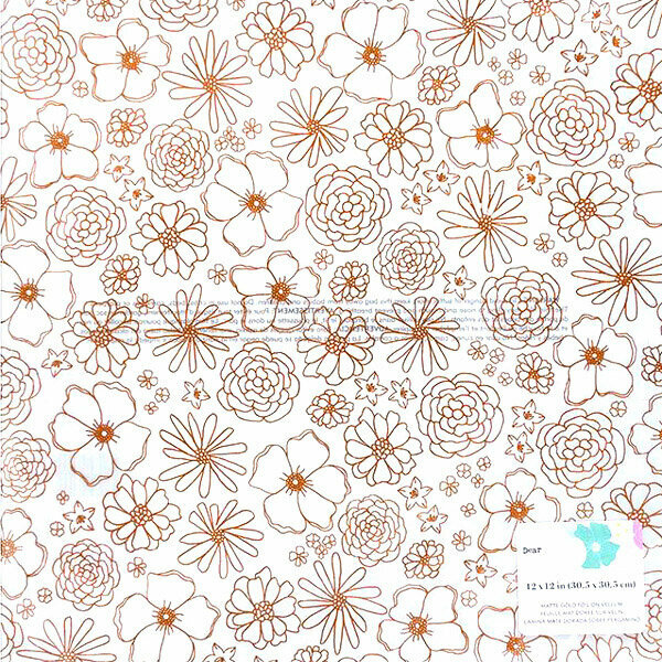 Набор Кальки-Веллума Dear Lizzy "Stay Colorful", 30х30 мм, золотые цветы с фольгированием, American Craft, 5 листов