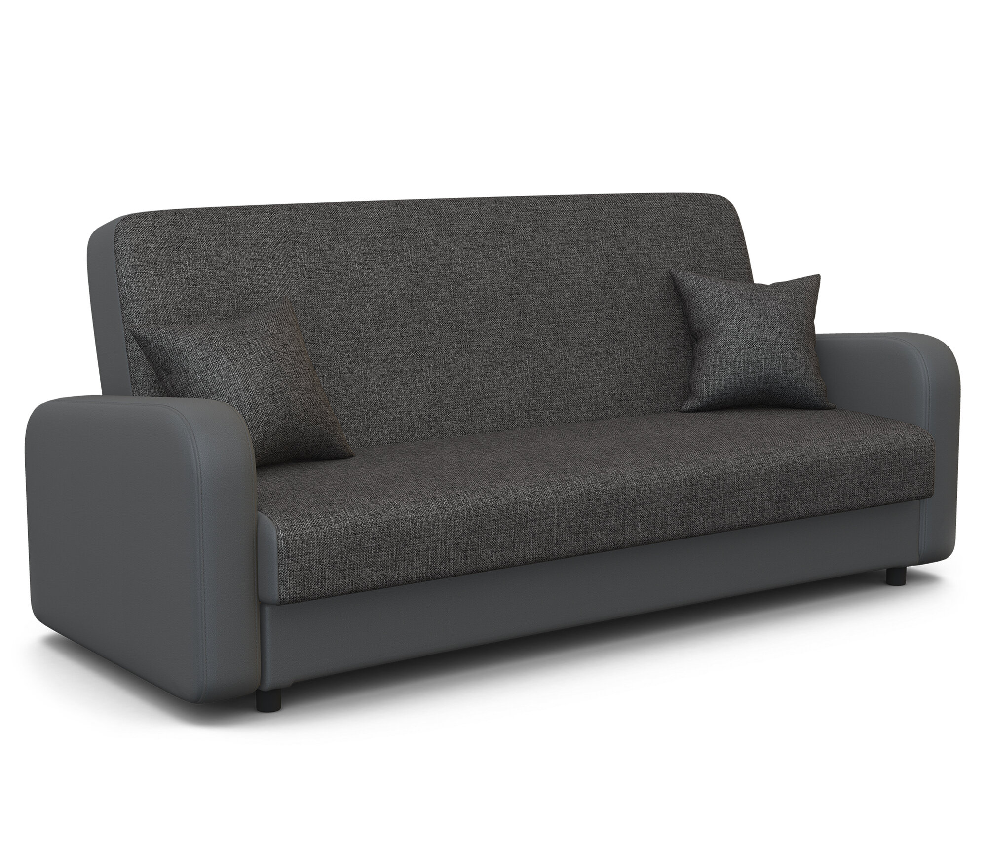 Диван-кровать Мелодия 140х190 см, прямой, раскладной книжка, экокожа серый и рогожка темно-серый