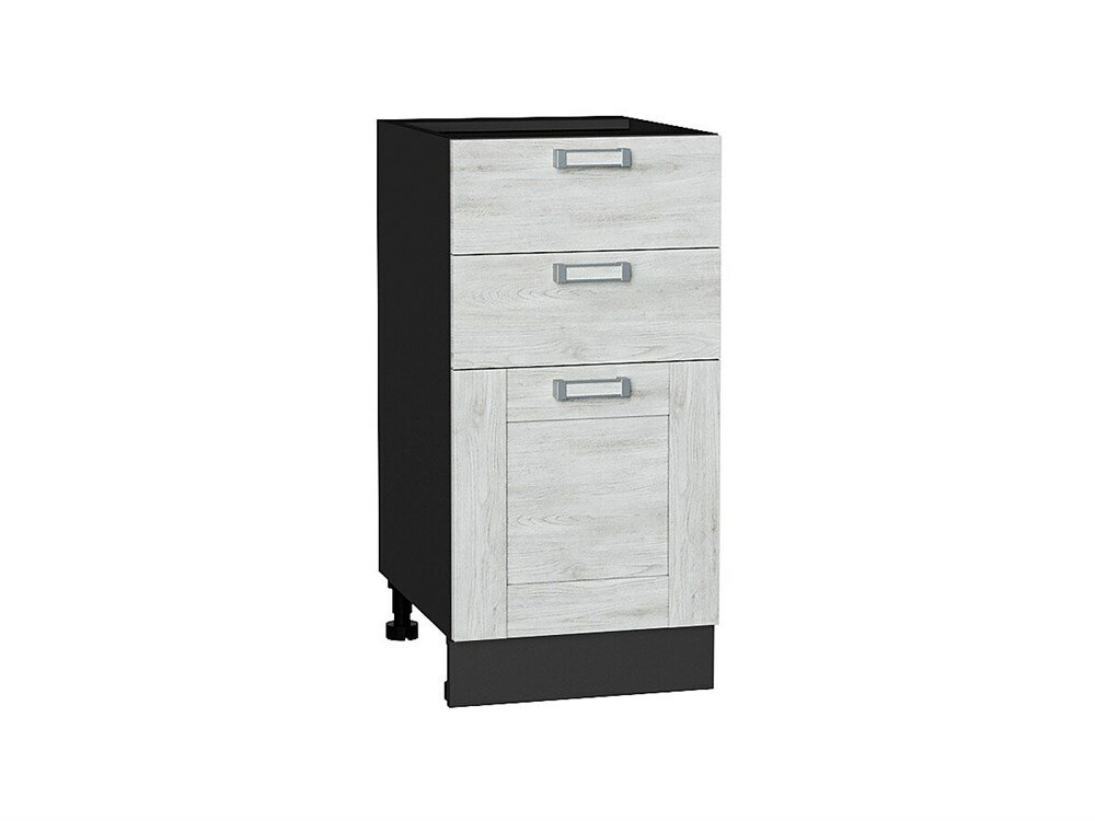 VVT Шкаф нижний с 3-мя ящиками Лофт Graphite, Nordic Oak, 400 В*Ш*Г 816*400*480, фасад МДФ Nordic Oak, корпус Graphite Nordic Oak