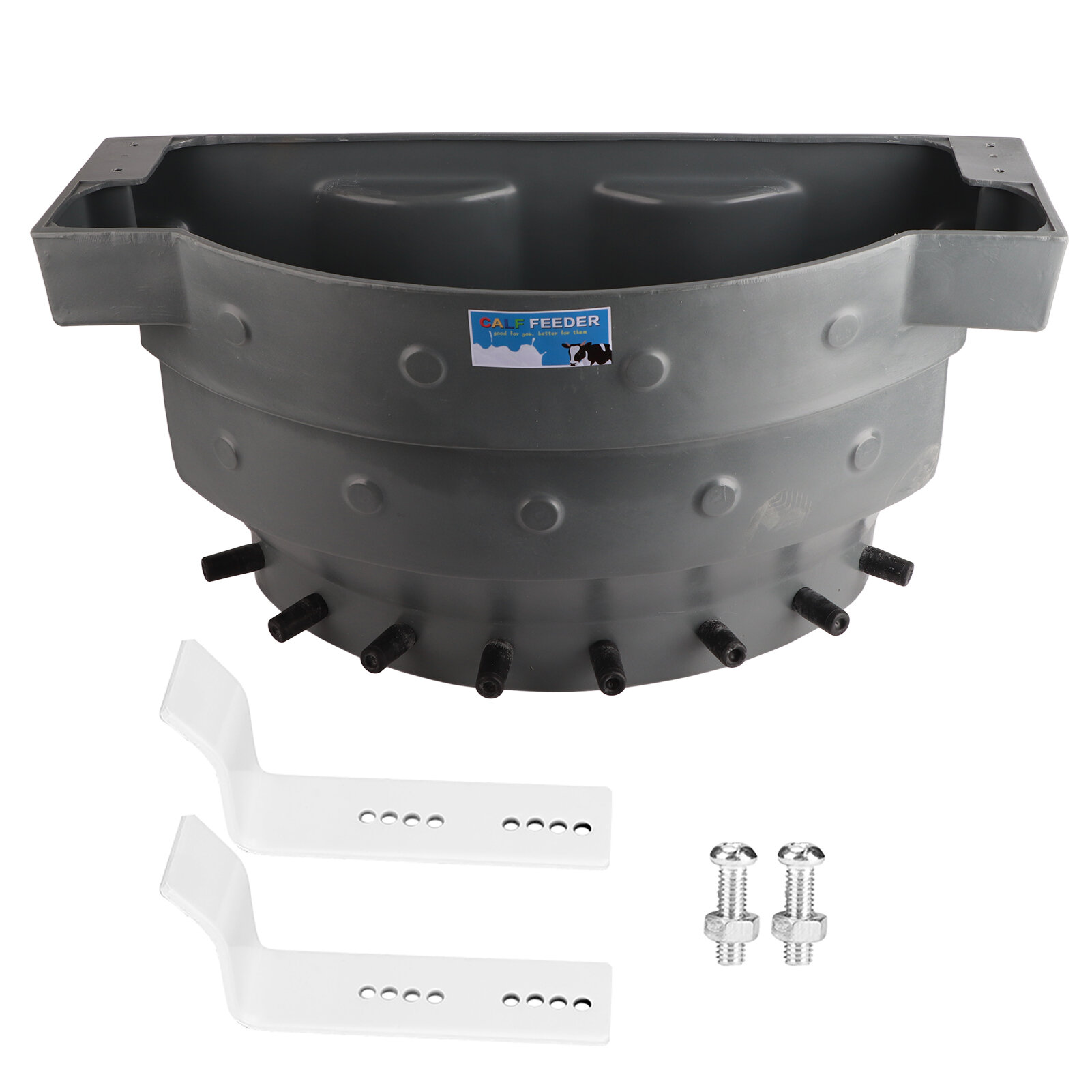 Пластиковое ведро для кормления телят HL MP70C объемом 38 л, вместимостью 8 сосок, для крупного рогатого скота, овец и других животных.