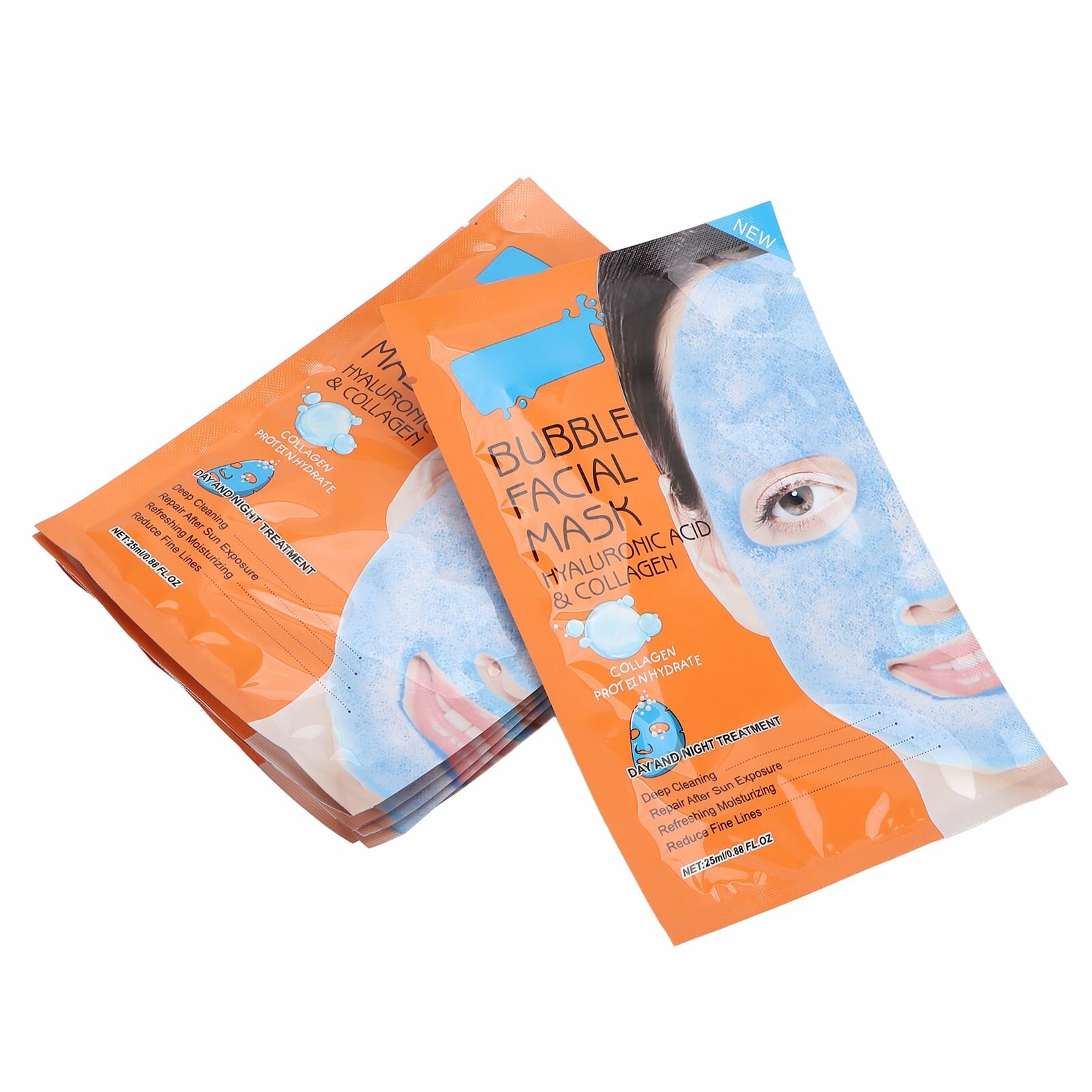 Маска для лица Bubble 25мл x 8 штук, глубокое очищение, увлажнение, борьба с черными точками и расширенными порами