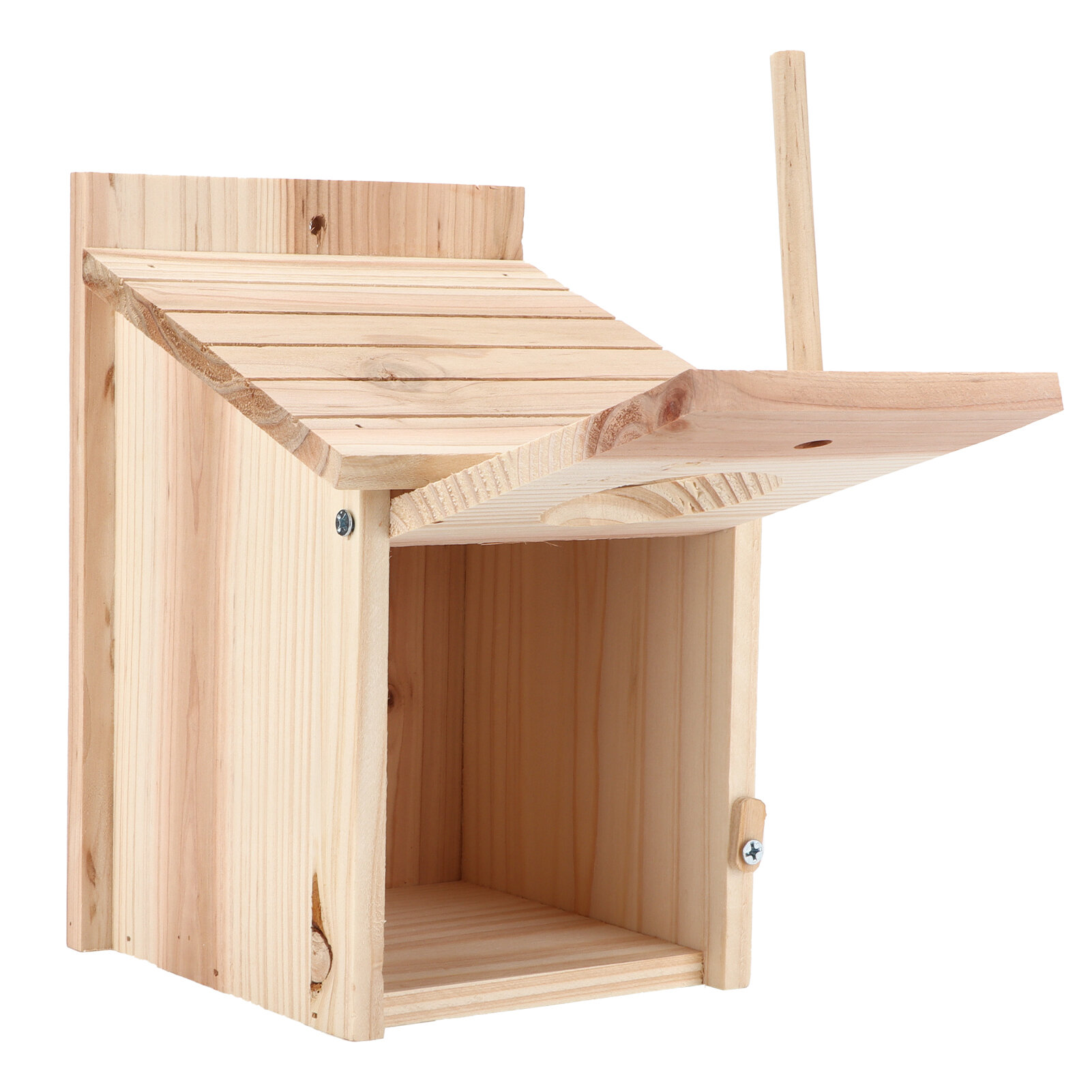 Деревянная птицедомка из натурального бревна для выращивания птичек, размер 15 x 16 x 21.5 см, с опорным стержнем и 2 винтами, для установки на заборы деревья столбы, подходит в качестве птичьего гнезда, DIY для улицы