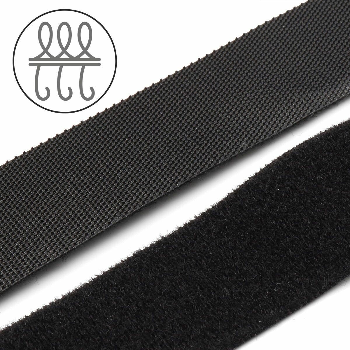 Лента контактная двухсторонняя 'спина-к-спине' 10 гр/м, 100% нейлон, 25 мм*25 м (черный)