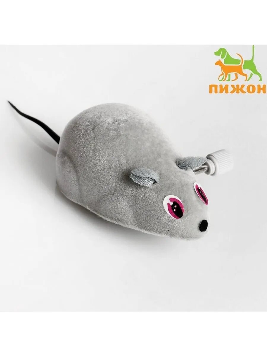 Мышь заводная, 7 см, серая