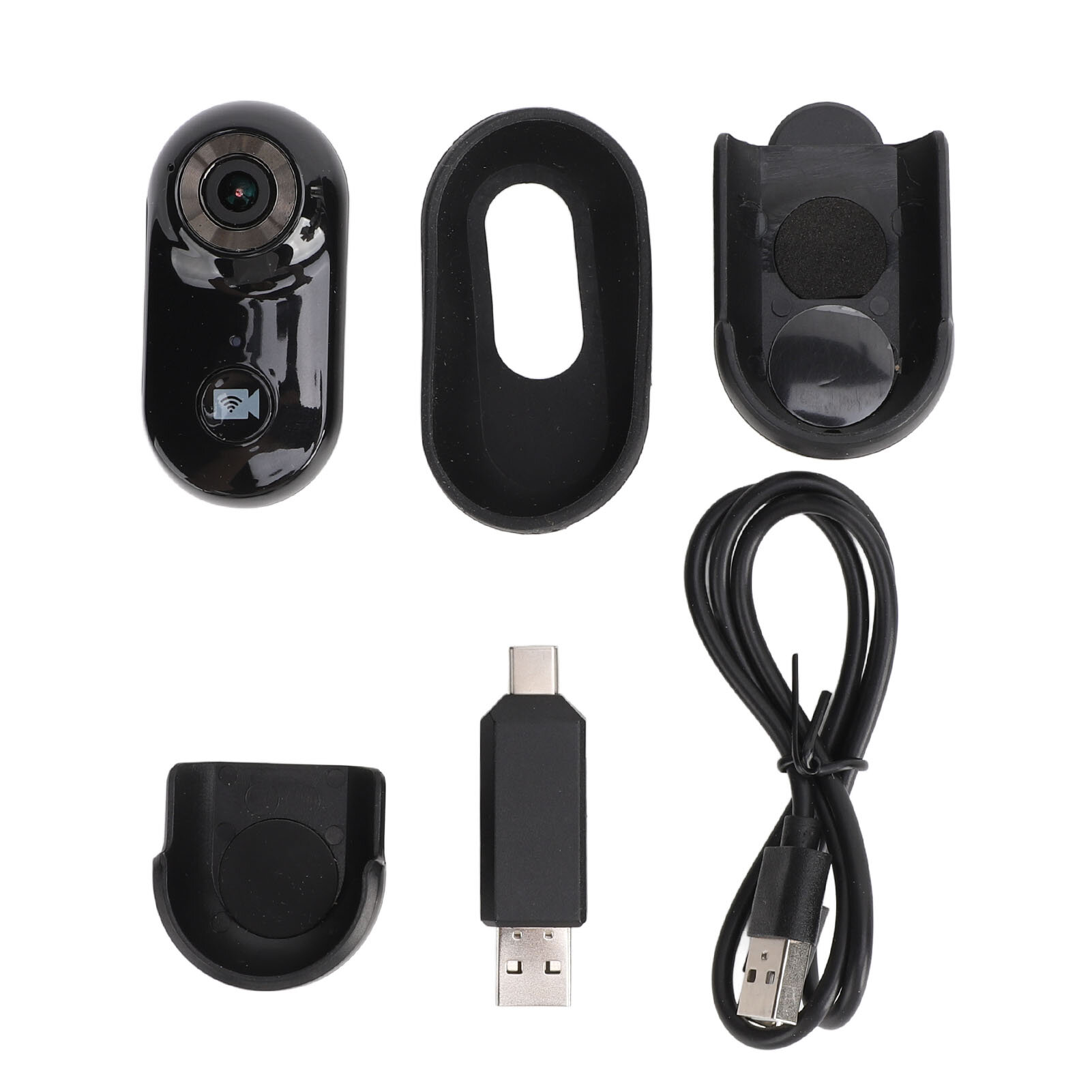 Действие ПЭТ -Действие Камера 90 градусов шириной 1080p 2MP Корпус Wi -Fi. Камера с задним зажимом 1/4 -дюймовый нить для наружного велосипеда Black