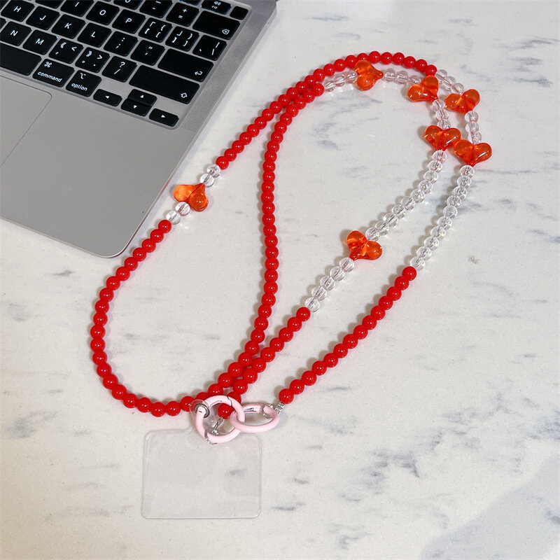 Подвеска "Хрустальная любовь", бисер, 6 сердечек, красная